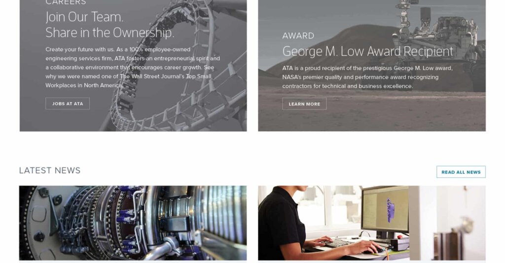 Website Design for ATA Engineering | Bop Design Case Studies